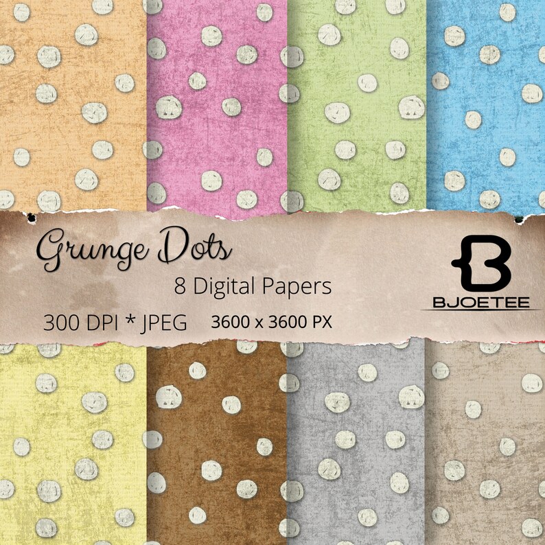 Vintage Dots Digital Paper Grunge Retro Digital Instant Download ...