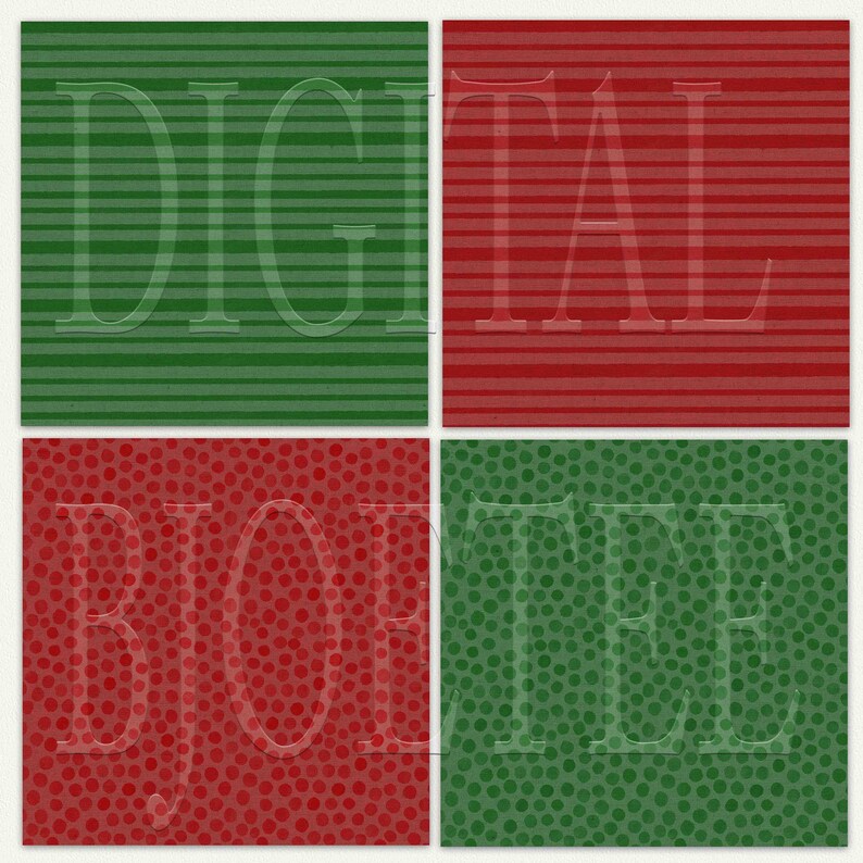 Christmas Digital Paper Red and Green Stripes and Dots - Etsy