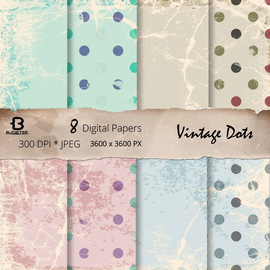 VINTAGE DOTS PAPER - Retro Digital Paper - Printable Paper Pack ...