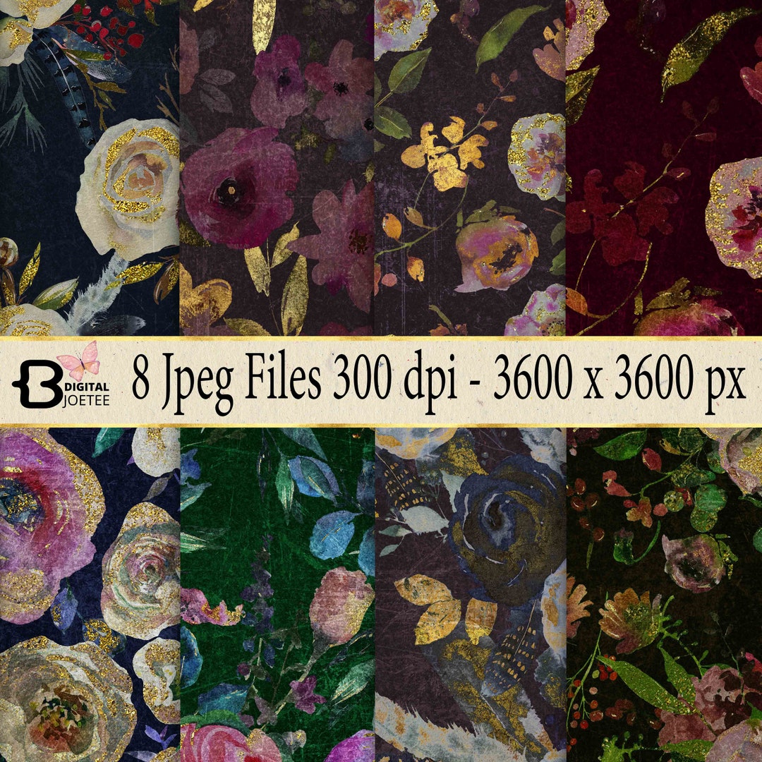 Antique Floral Pack Watercolor Flower Vintage Digital Paper Printable ...