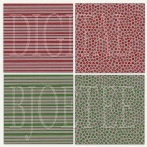 Christmas Digital Paper, Red and Green Stripes and Dots, Fabric Texture ...