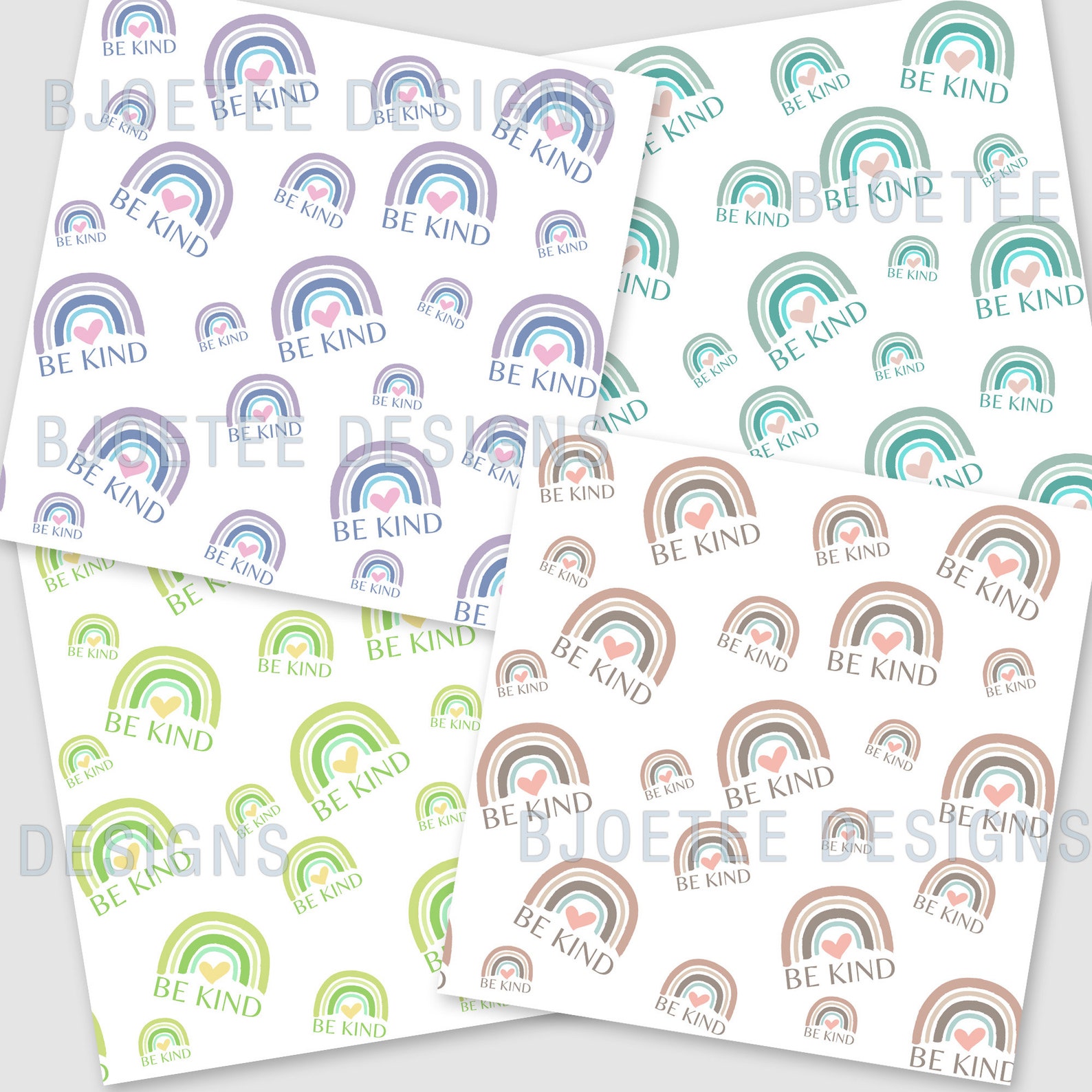 Be Kind Rainbow Digital Paper Inspirational Sayings - Etsy