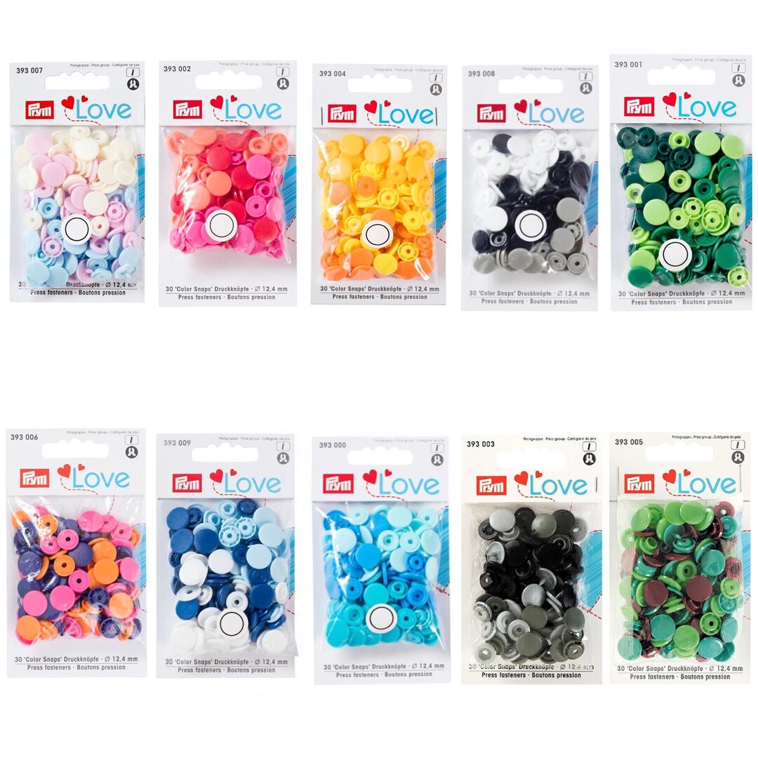 Prym Colour Snaps 12.4mm Diameter Round Non-sew Snap Fasteners, Mixed ...