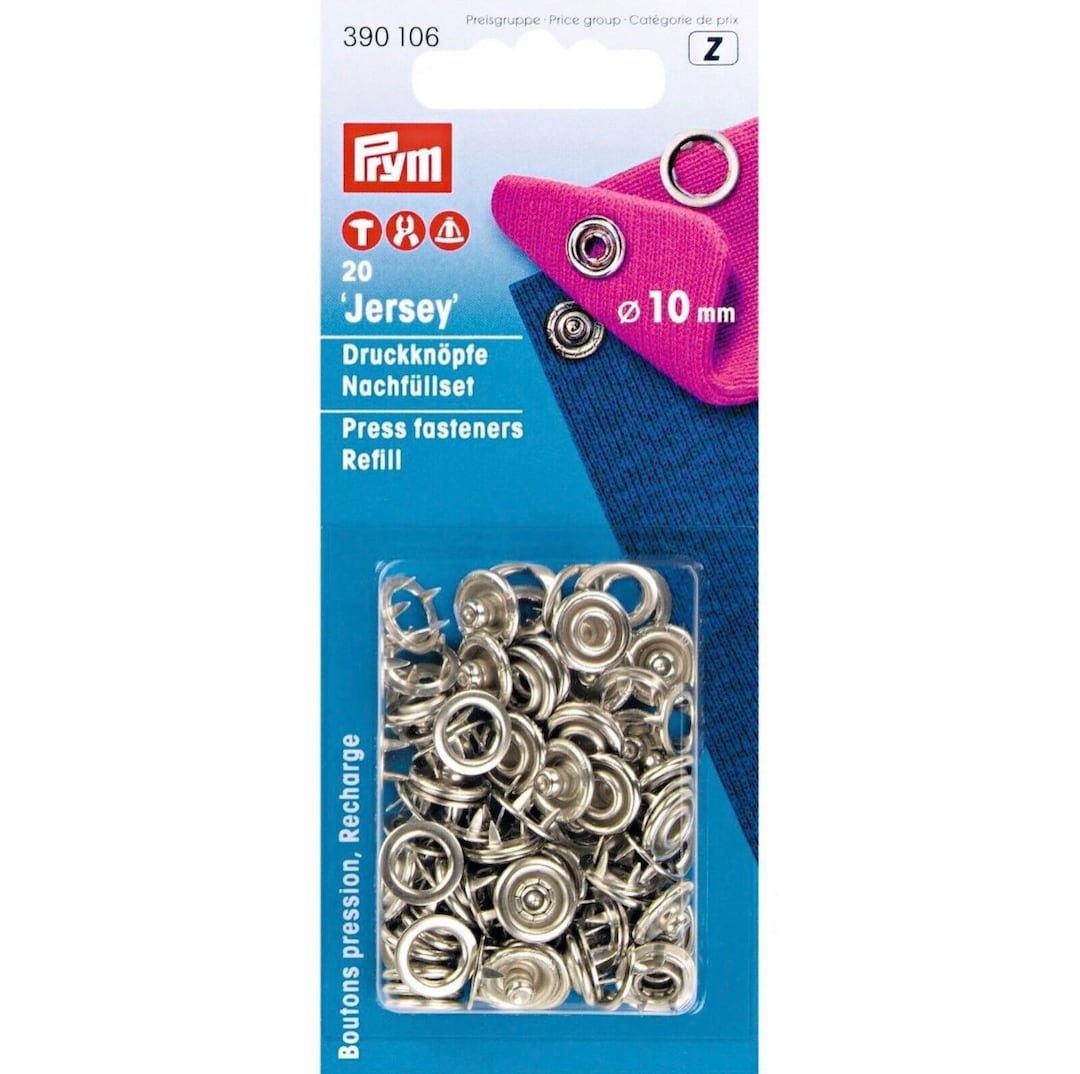 Prym Non Sew Jersey Fasteners, 10mm Refill Pack, Metal Snaps, 20 Pack ...