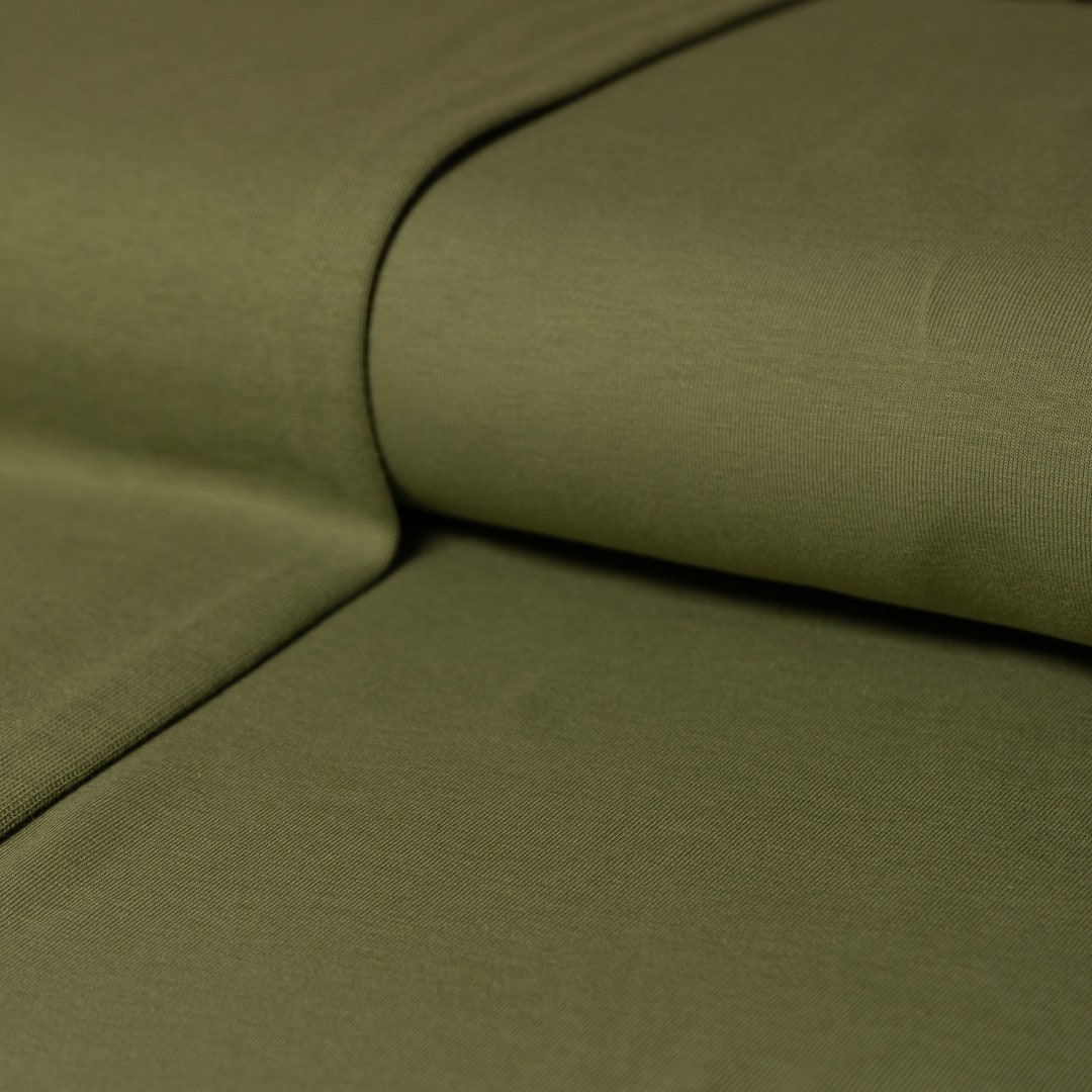 Plain Olive Green Jersey Ribbing, Solid Stretch Knit Fabric for Cuffs ...