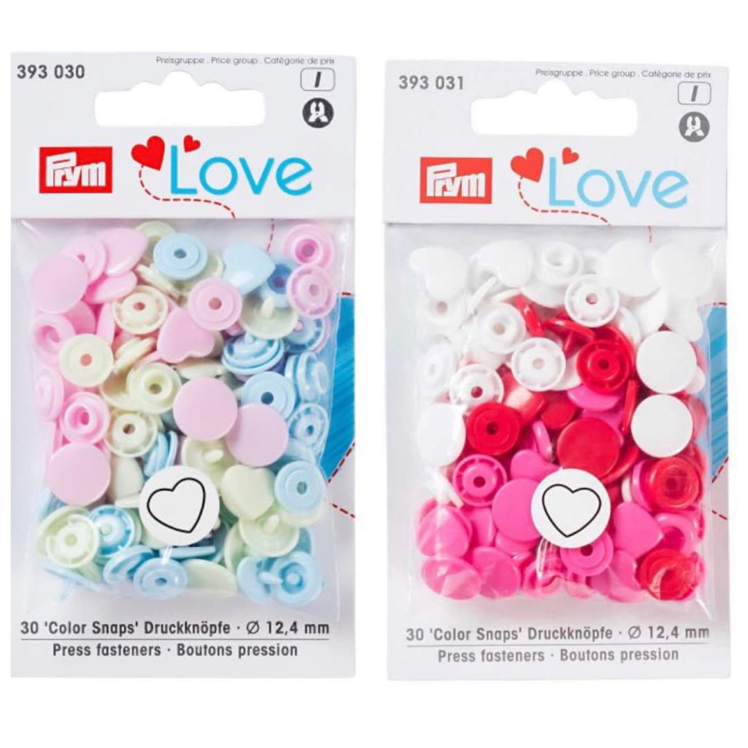 Prym Colour Snaps, 12.4mm Diameter Heart Shaped Non-sew Snap Fasteners ...