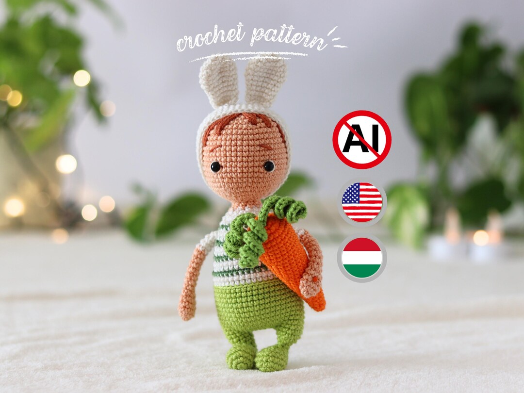 Carl the Rabbit Crochet Pattern: Amigurumi Bunny DIY (PDF Download) - Etsy