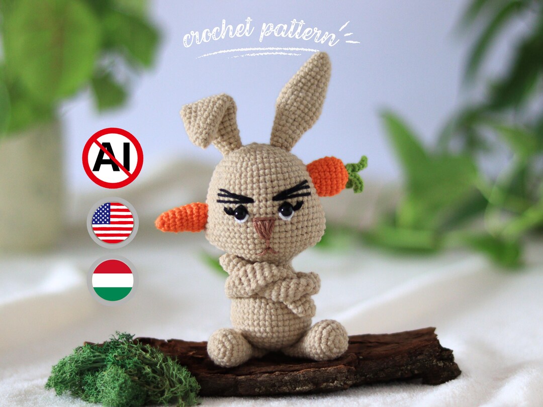 DIY Crochet Grumpy Bunny Tutorial: Funny Easter PDF Pattern for ...