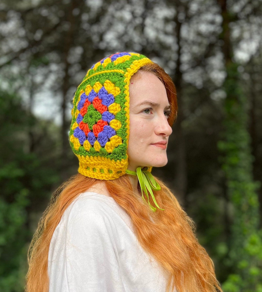 Granny Square Hand Crocheted Bonnet for Adults in Vibrant Colors - Etsy