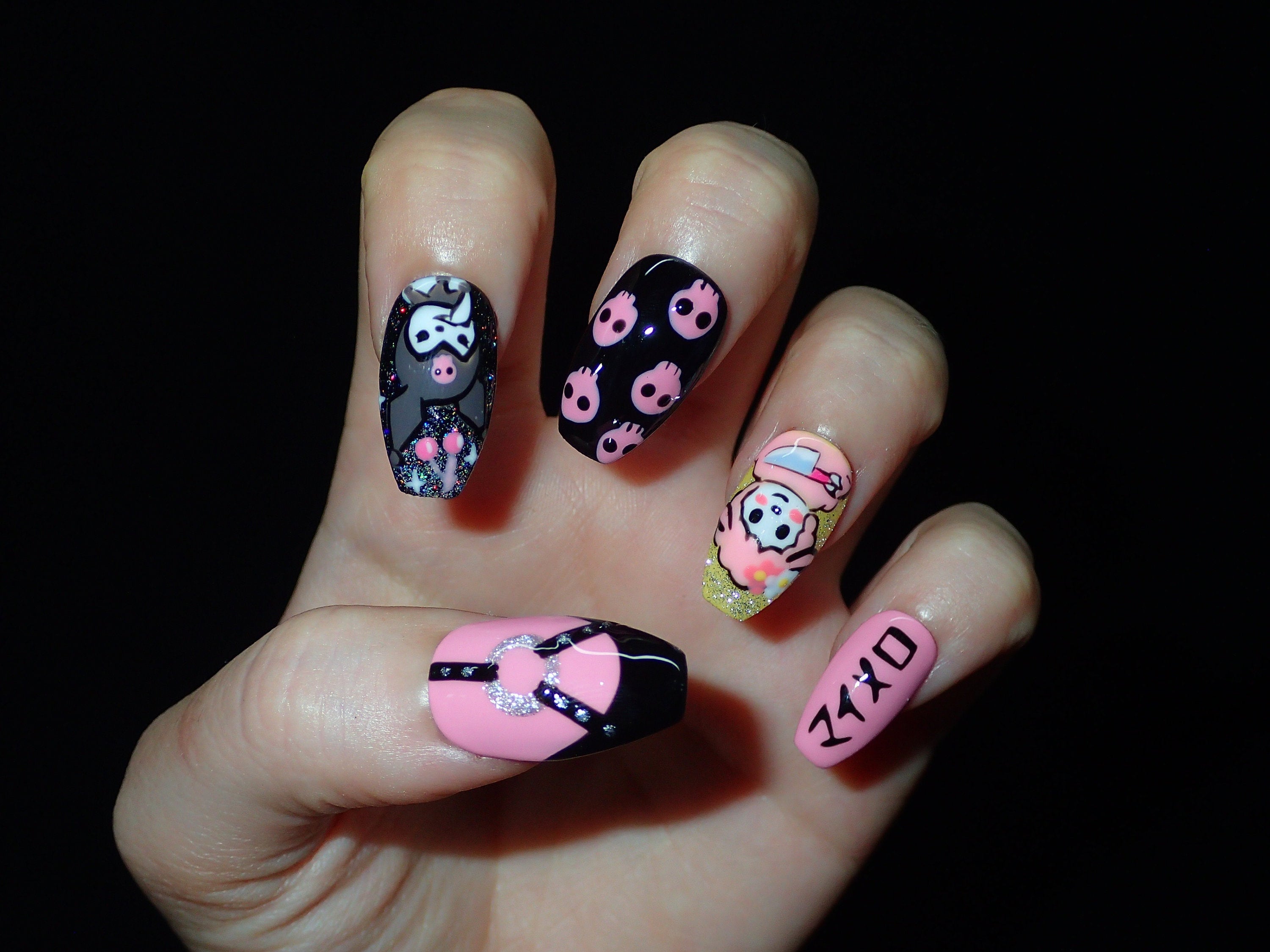 Kuromi And My Melody Inspired Pressons Anime Nails Cute Press On Etsy