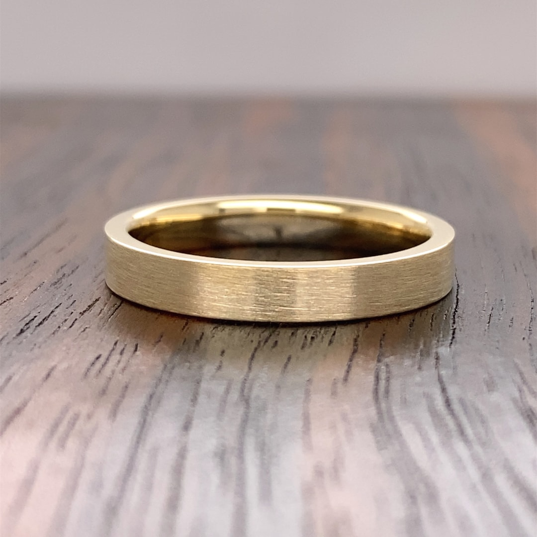 3mm 14K Gold Flat Stackable Band | Unisex 14k Solid Gold Minimalist ...