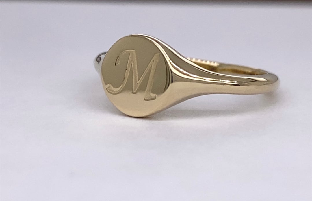 Women's Personalized 14K Gold Engravable Signet Ring | Bespoke Dainty ...