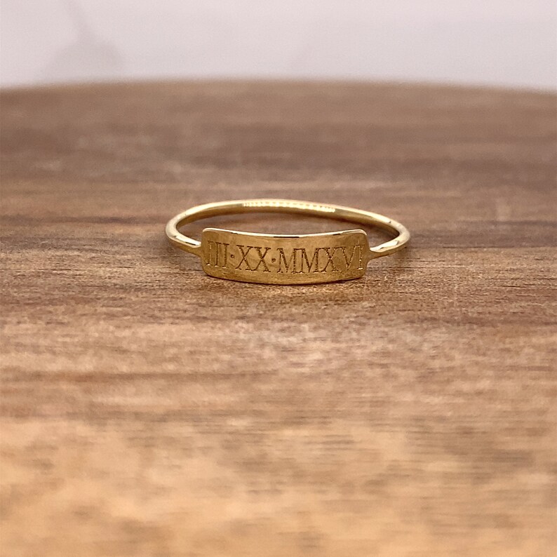 Women's Custom 14K Solid Gold Nameplate ID Tag Ring - Etsy