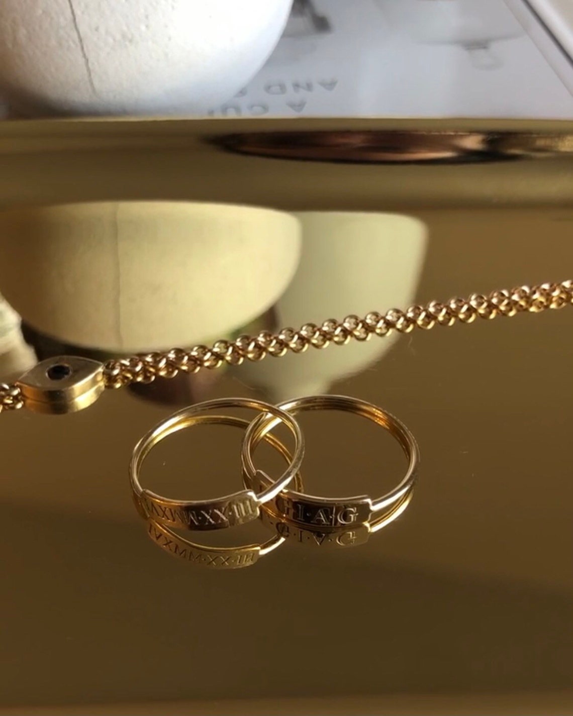 Women's Custom 14K Solid Gold Nameplate ID Tag Ring | Etsy