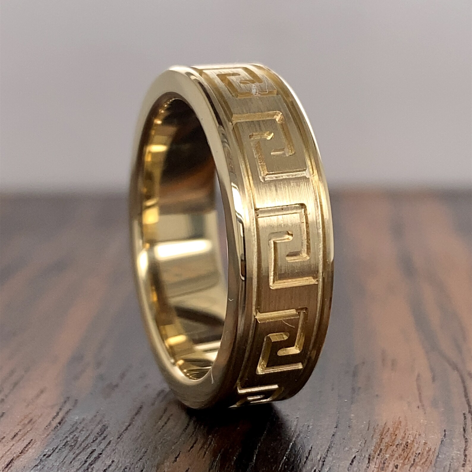 14K Gold Classic Greek Key Wedding Ring 6MM 14K Greek Key - Etsy