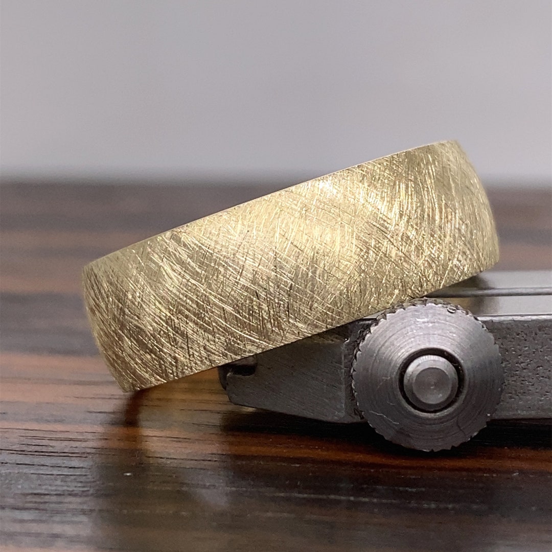 14K Gold Men's Distressed Finish Wedding Band 8MM | 14K Rustic Wedding ...