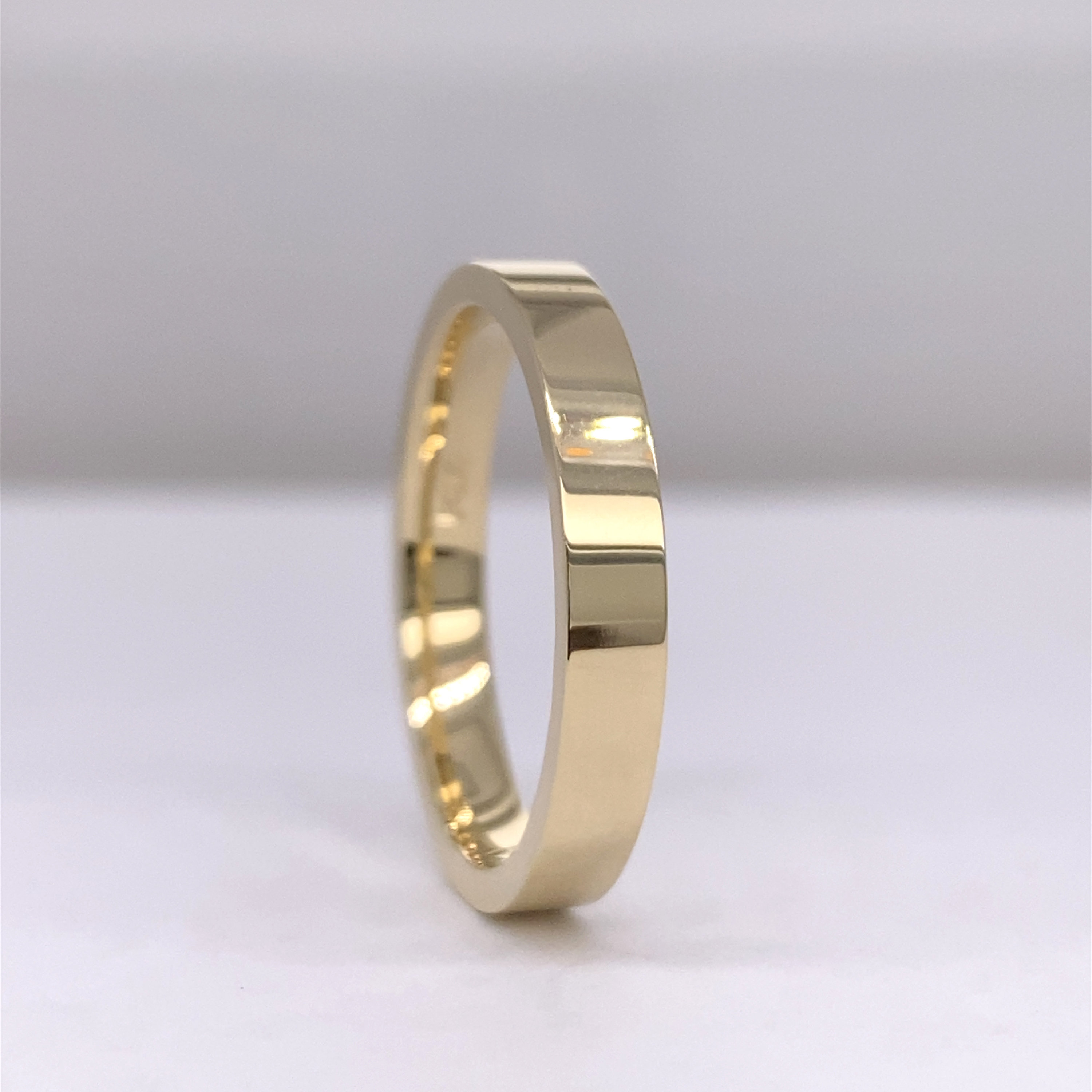 3mm 14K Gold Flat Stackable Band | Unisex 14k Solid Gold Minimalist ...