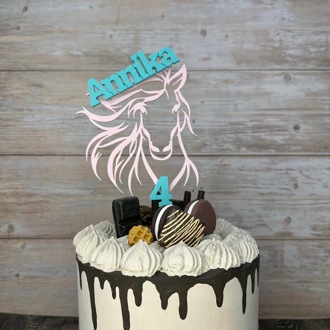 Horse Cake Topper Personalized With Name and Number - Birthday Horse ...