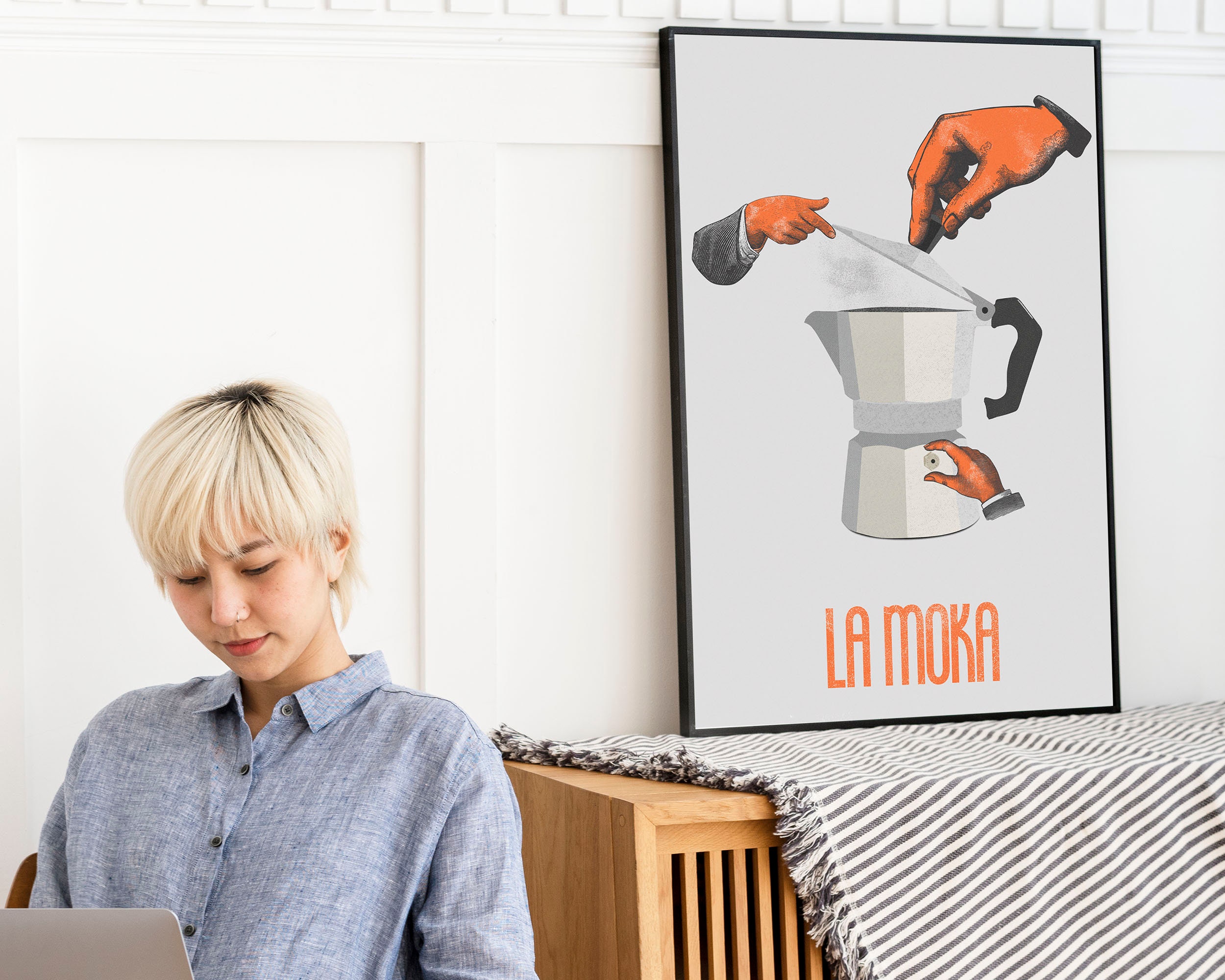 Moka Pot Wall Art, Italian Coffee Print, Retro Kitchen Decor, Espresso ...