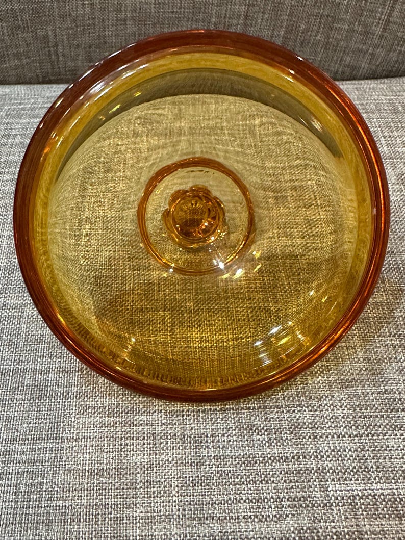 Vintage Amber Colored Glass Candy Dish With Lid - Etsy