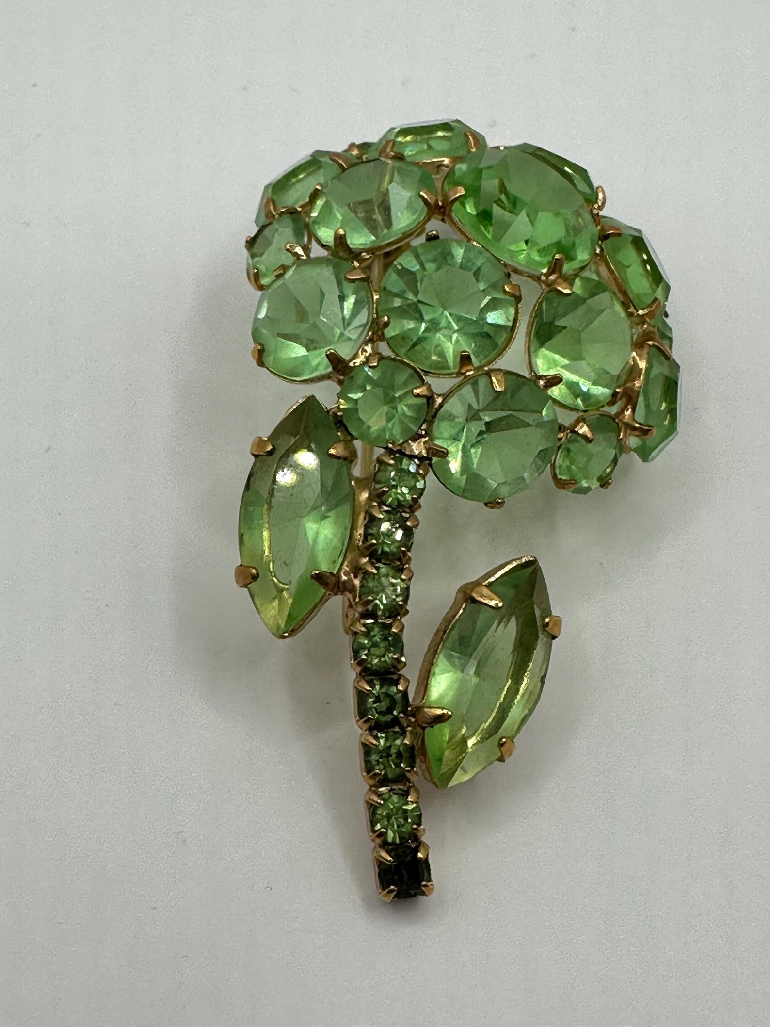 Vintage Light Green Rhinestone Tree Brooch - Etsy