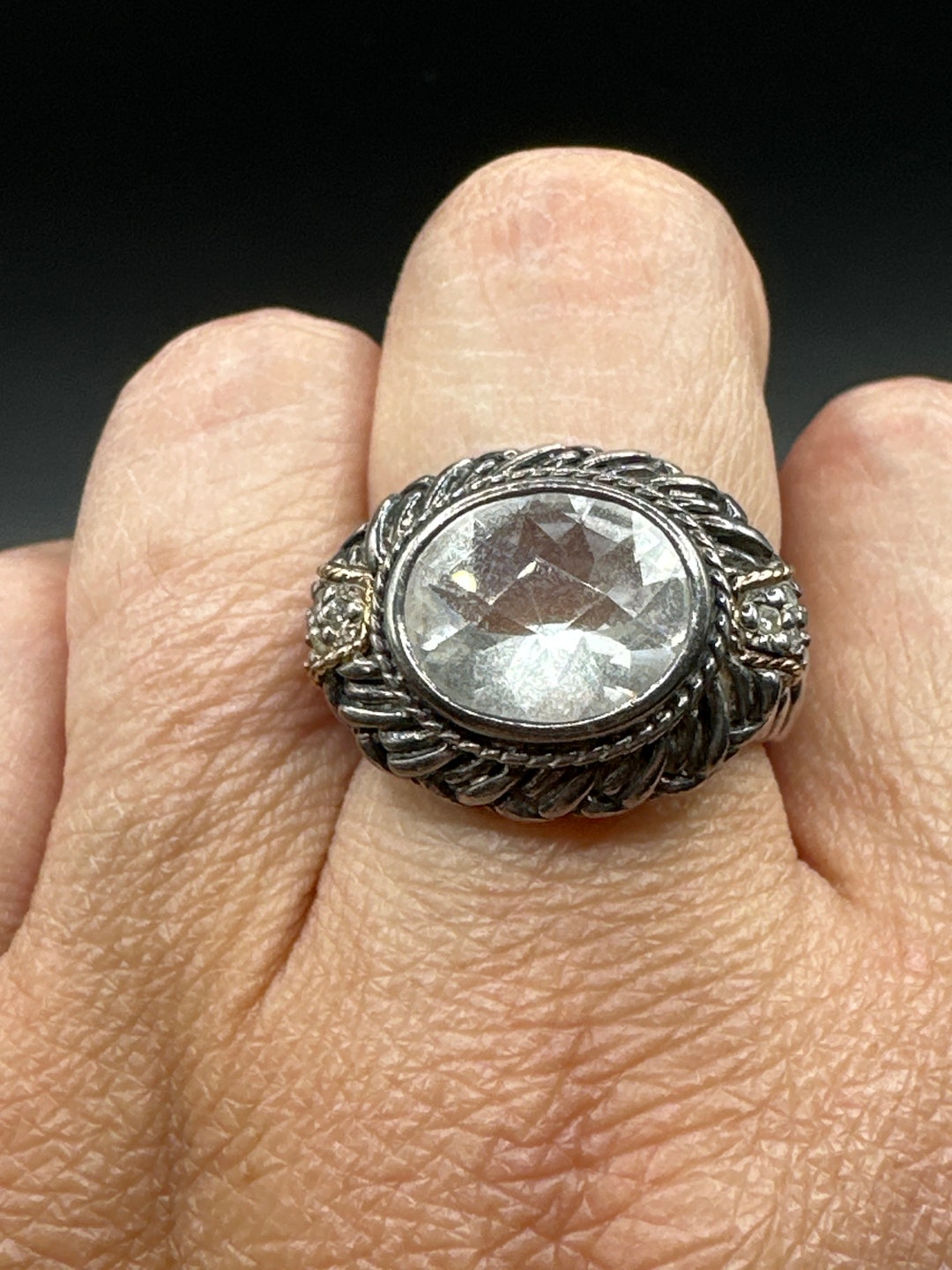 Vintage Sterling Silver Clear Quartz Ring - Etsy