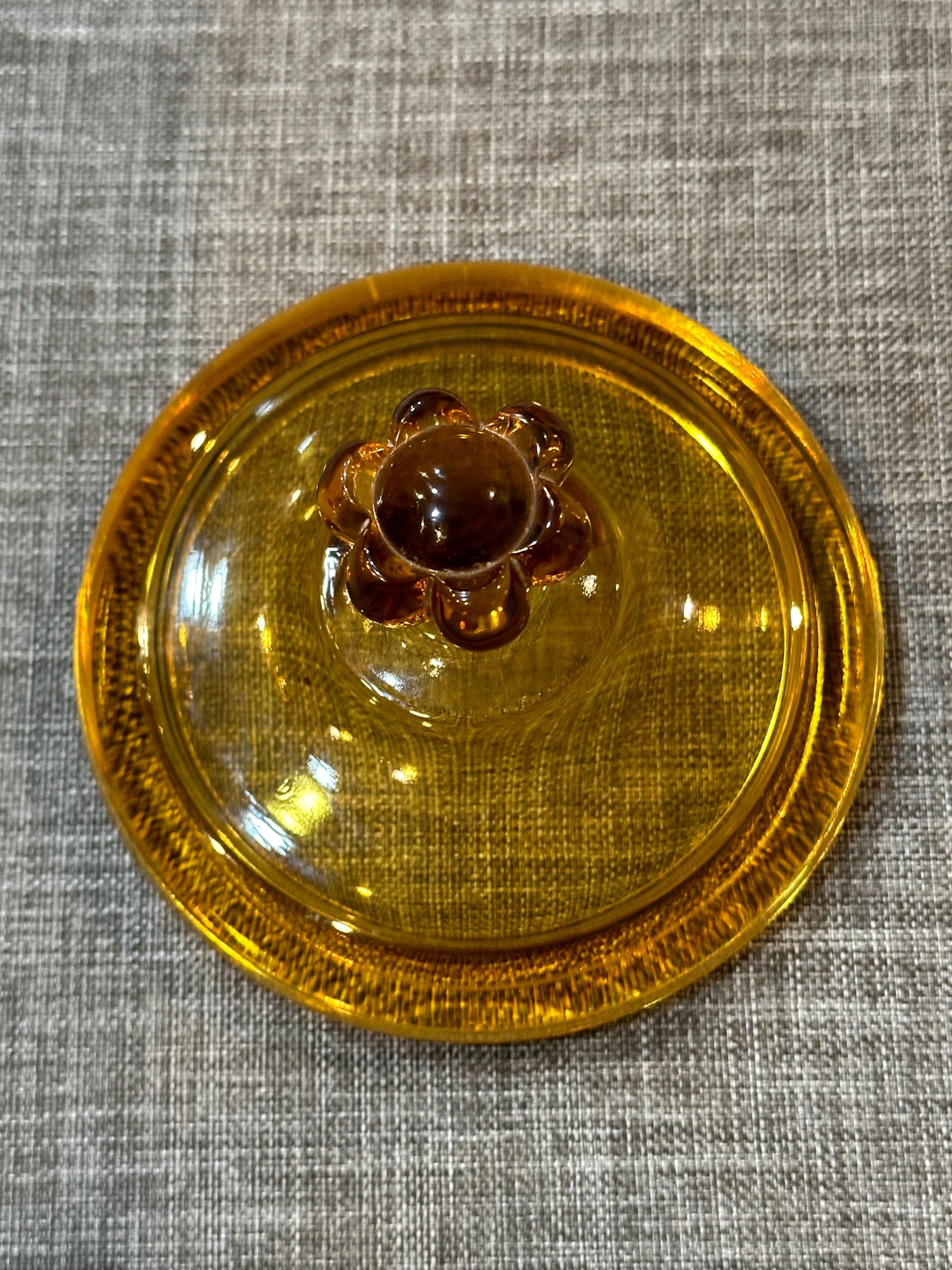 Vintage Amber Colored Glass Candy Dish With Lid - Etsy