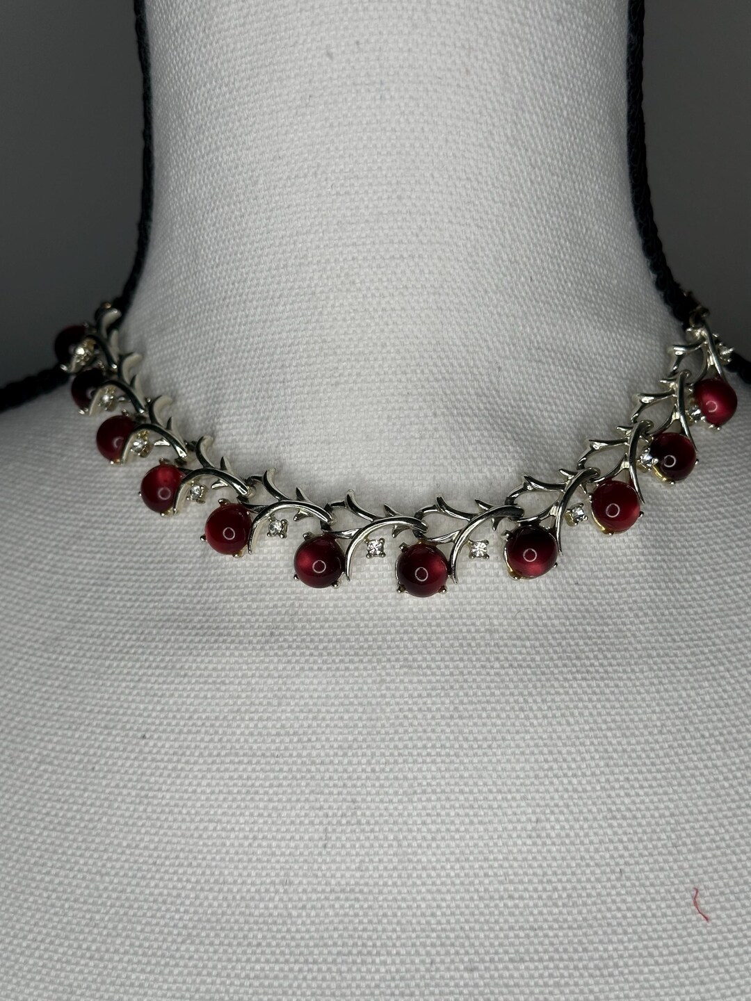 Vintage Coro Red Cabachon Choker Necklace - Etsy