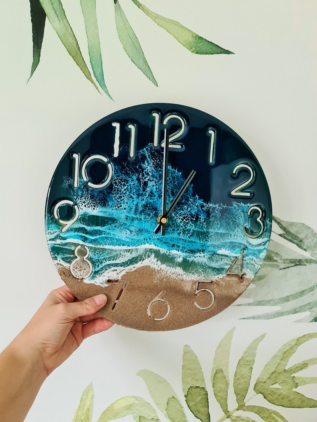 30cm Ocean Waves Clock, MADE TO ORDER, Seascape Round Shape Wall ...