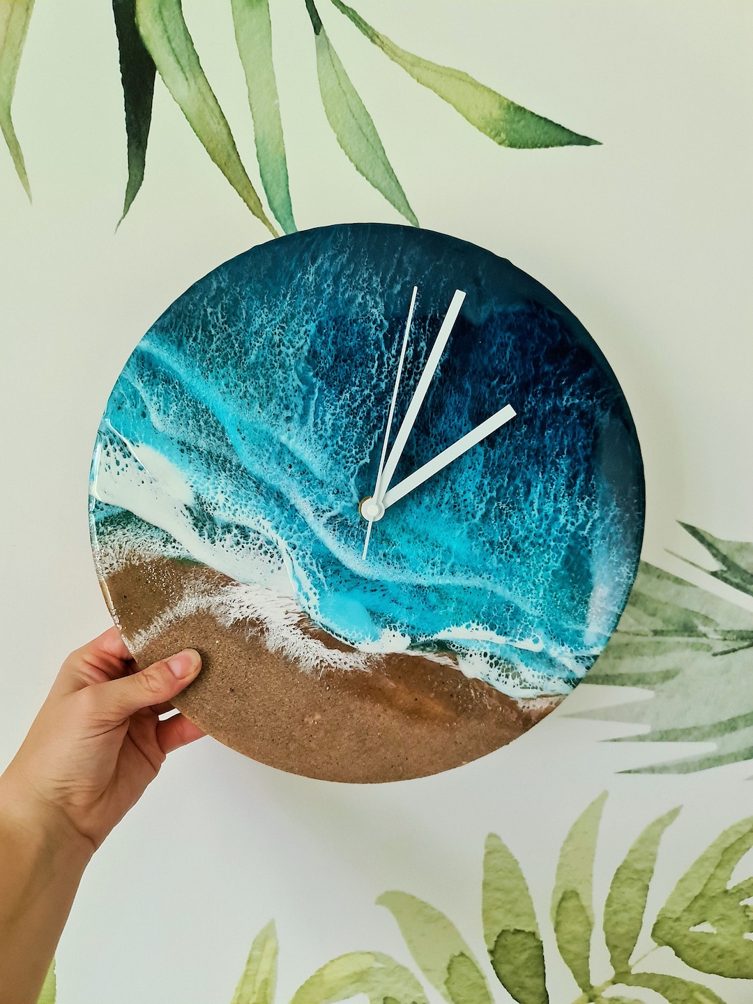 30cm Ocean Waves Clock, Available Now, Seascape Round Shape Wall ...