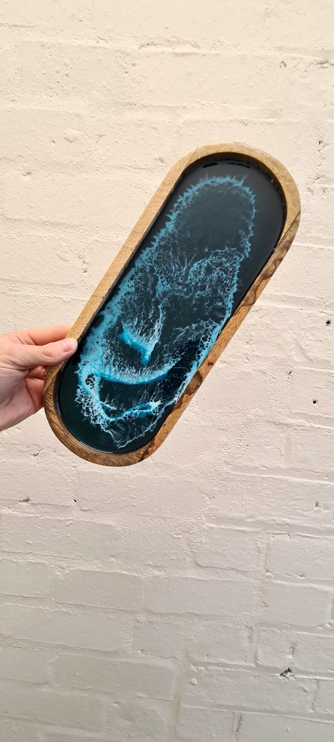 Wooden Ocean Tray, AVAILABLE NOW, Sea Waves Trinket Dish for Jewellery ...