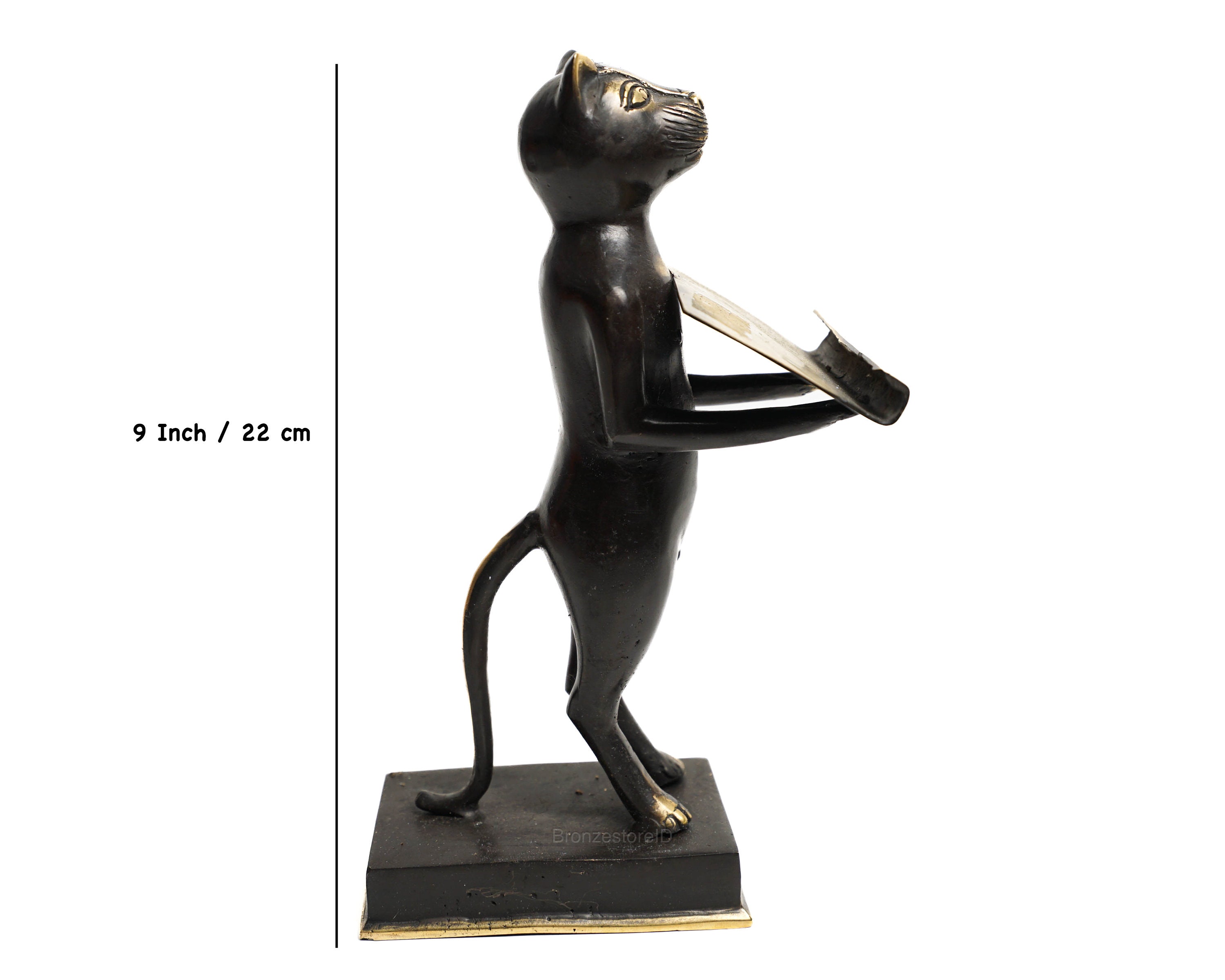 Vintage Bronze cat Butler Sculpture Card Holder 9 | Etsy