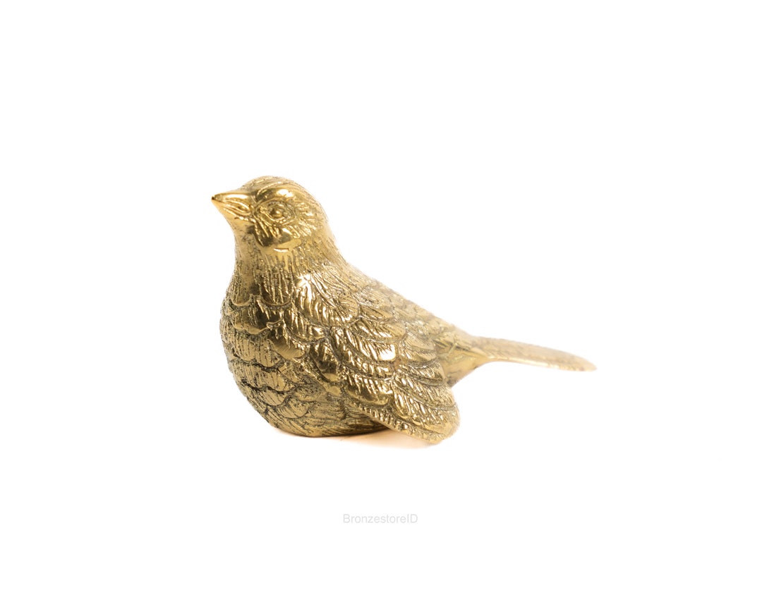 Vintage Gold Bird 2 Inch / 5 Cm, Bird Sculpture, Bird Figurine, Bronze ...
