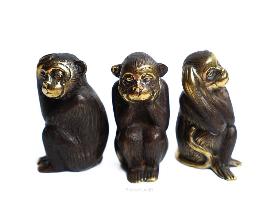 3 Pcs Monkey Statue, Monkey Figurine, Monkey Brass, Room Decor, House ...