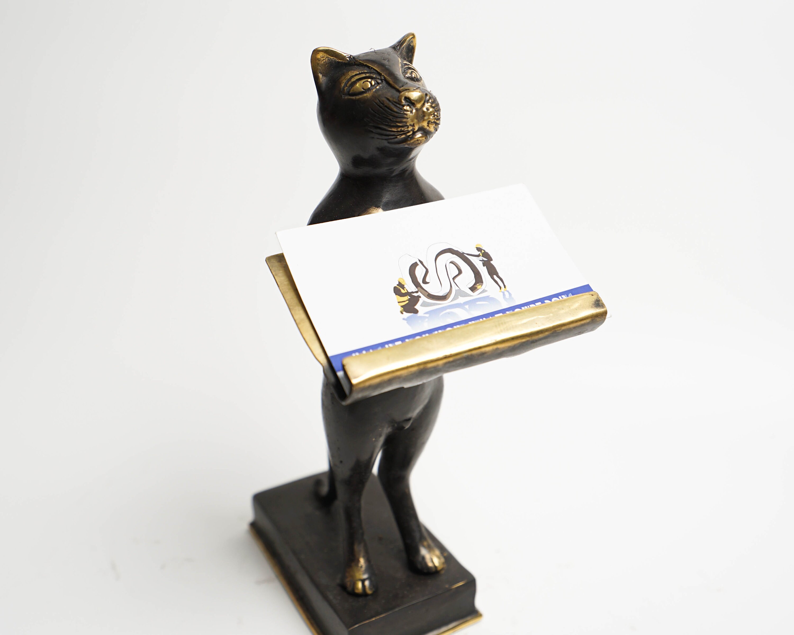 Vintage Bronze cat Butler Sculpture Card Holder 9 | Etsy