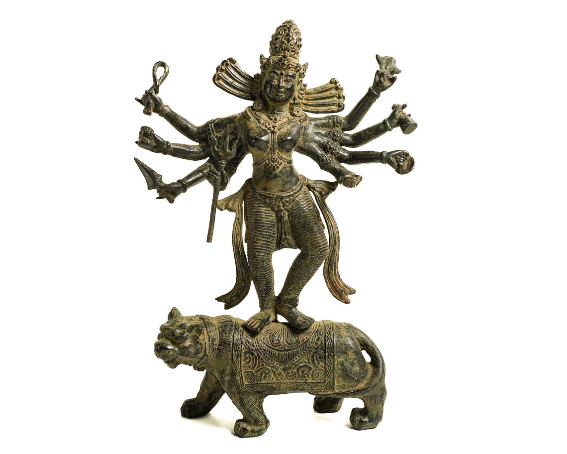 Mahakali Statue 12 Inch / 30 Cm, Hindu God Figurine , Bronze Kali ...