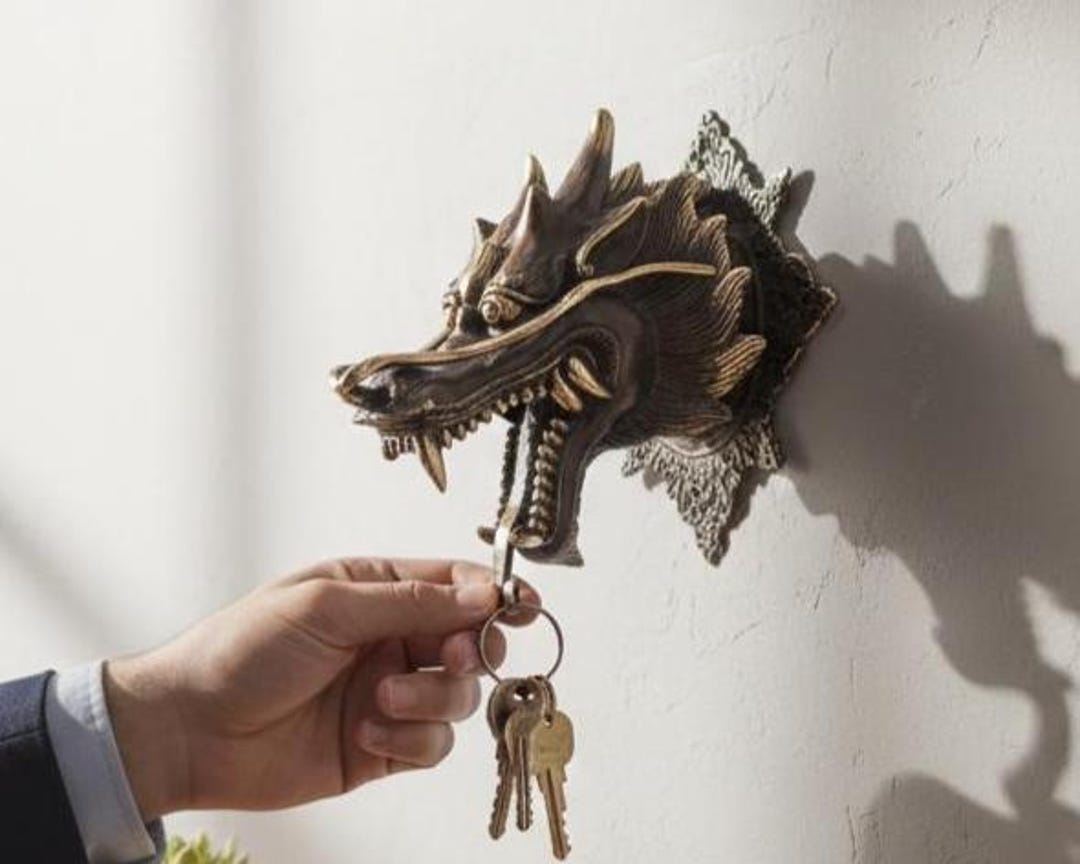 Brass Dragon Wall Hook, Fantasy Home Decor (4 Inch). - Etsy