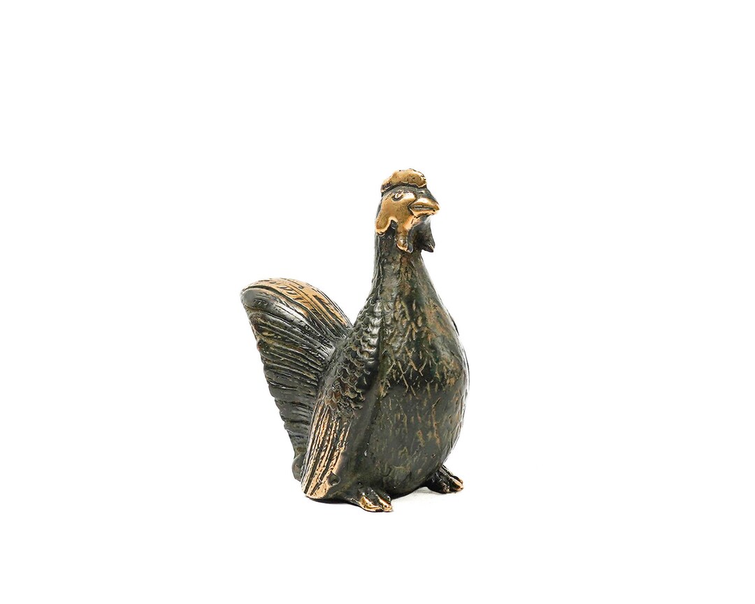 Chicken Bronze 3 Inch / 7 Cm, Chicken Figurine, Chicken Statue, Room ...