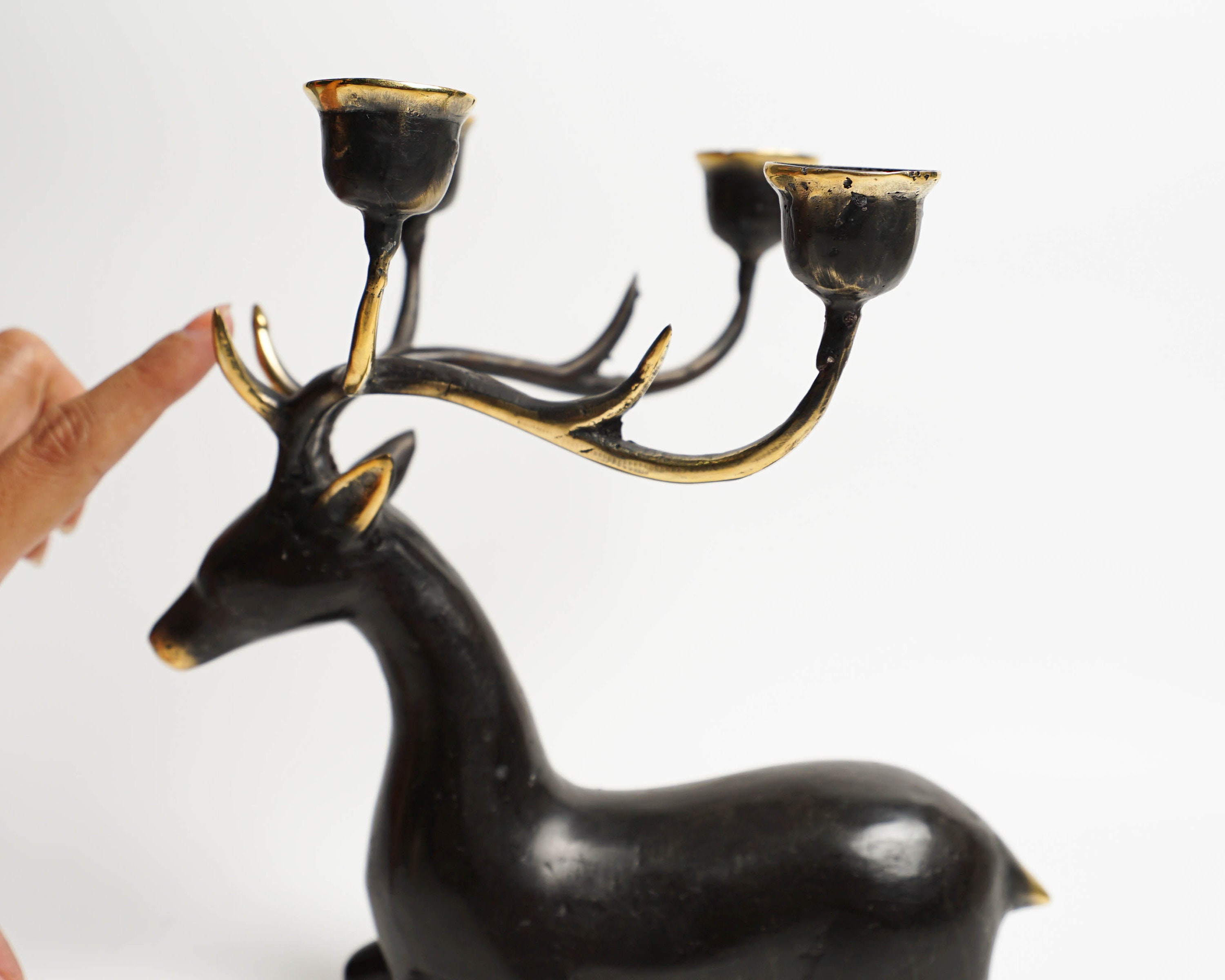 Candle Holder of Deer 7 Inch / 17 Cm Bronze Deer Sculpture - Etsy