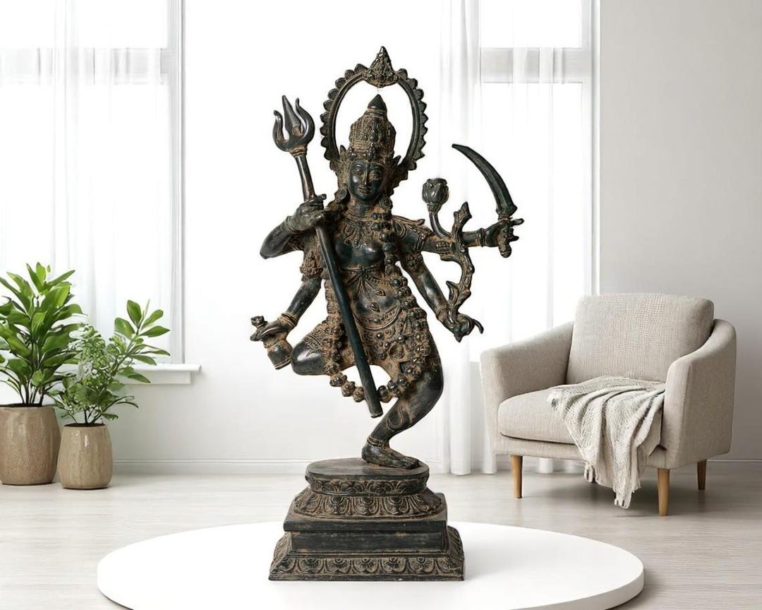 Mahakali Statue 16.5 Inch / 42 Cm , Hindu God Figurine , Bronze Kali ...
