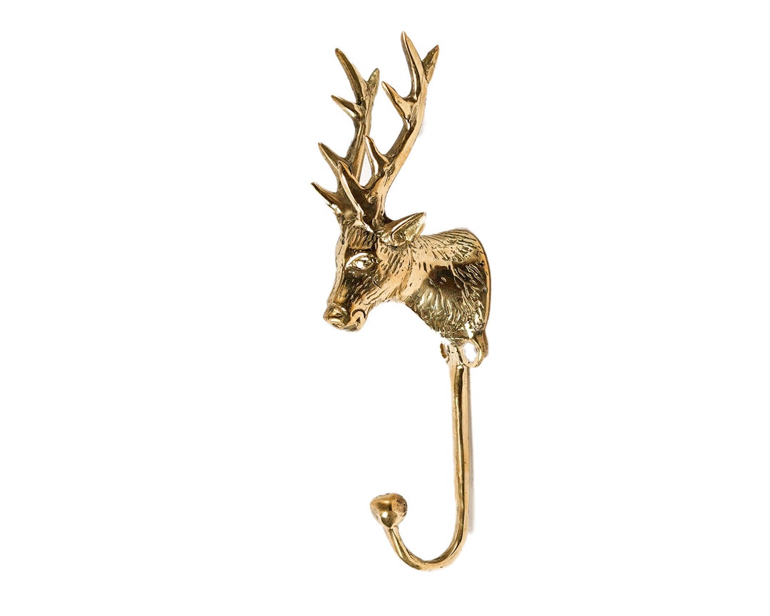 Deer Hook 7 Inch / 18 Cm, Deer Head Sculpture, Deer Head Brass ...