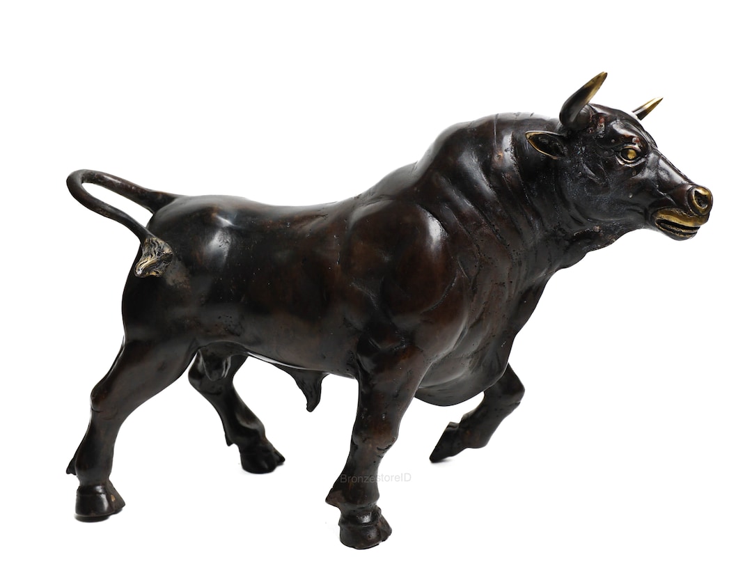 Bronze Bull Statue 9 Inch / 22 Cm, Bull Figurine, Room Decor, House ...