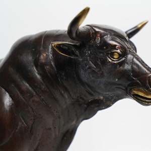Bronze Bull Statue 9 Inch / 22 Cm, Bull Figurine, Room Decor, House ...