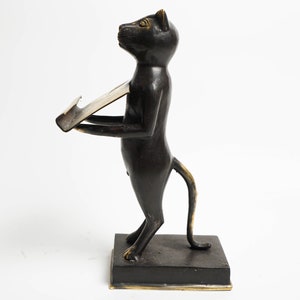 Vintage Bronze "cat Butler" Sculpture Card Holder 9 Inch / 22 Cm, Cat ...