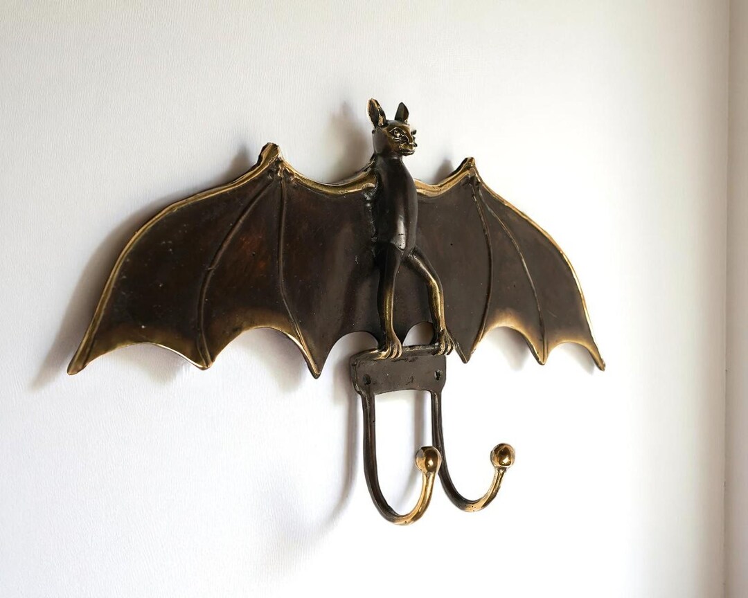 Bronze Bat Hook 12.5 Inch / 31 Cm Width, Brass Bat, Bat Hook, Wall ...