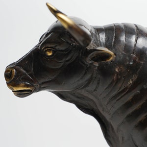 Bronze Bull Statue 9 Inch / 22 Cm, Bull Figurine, Room Decor, House ...