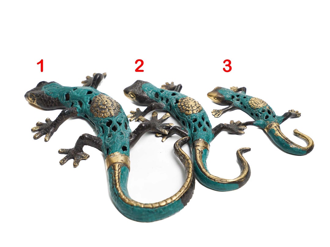 3 Sizes - Bronze Lizard Statue, Lizard Figurine, House Decor, Room ...