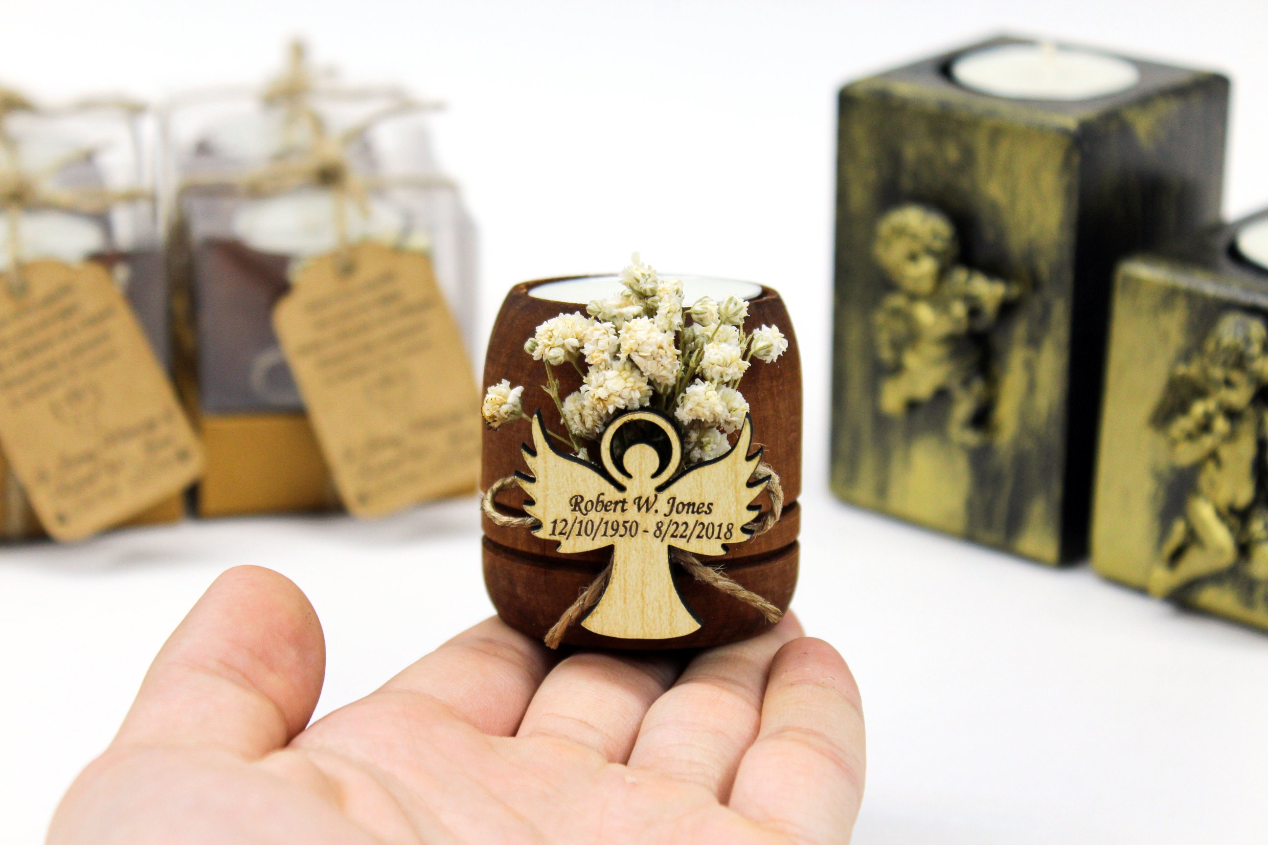 Funeral Favors | Personalized Funeral Favors Candles With Tag ...