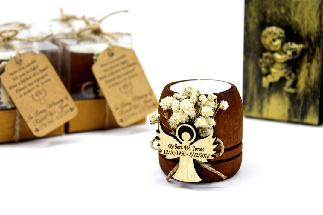Bulk Funeral Favors | Personalized Funeral Favors Candles With Tag ...