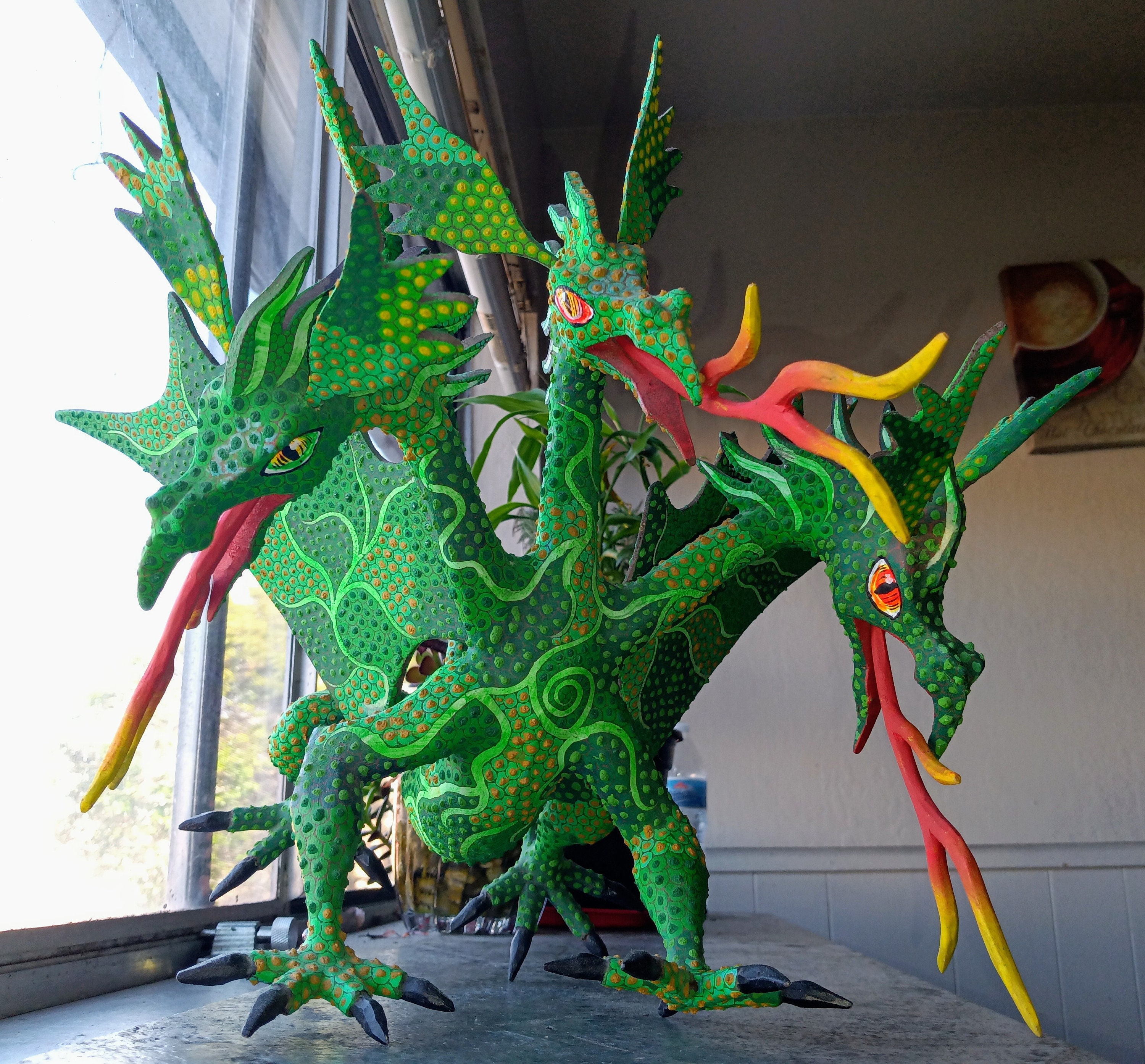 Dragón Alebrije hecho a mano de 3 cabezas Escultura en madera - Etsy México